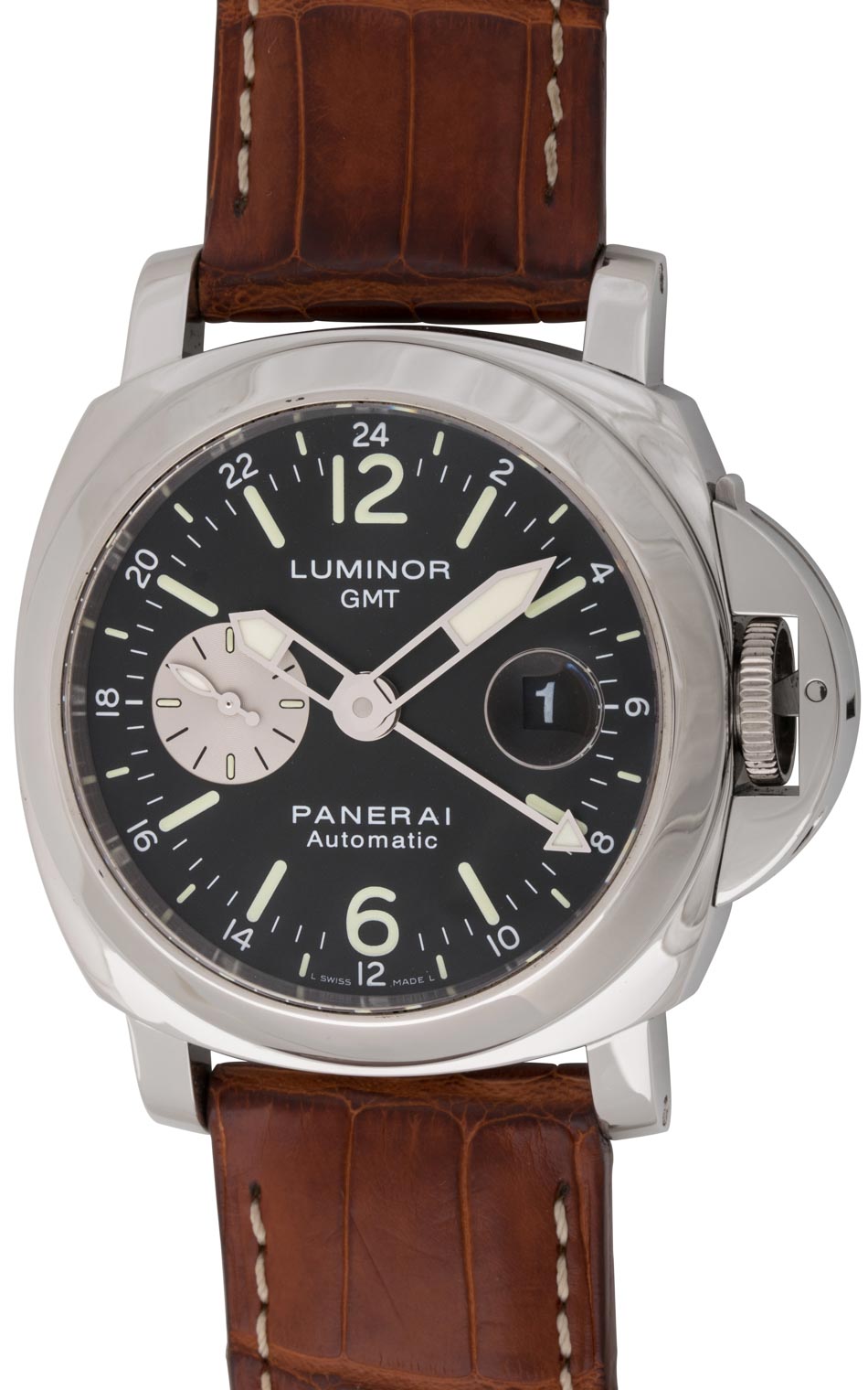 Panerai - Luminor GMT : PAM 88 : SOLD OUT : black dial on brown ...