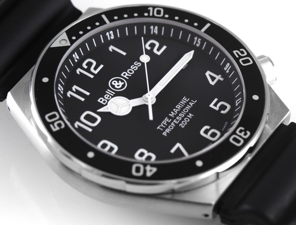 Bell & Ross - Type Marine : : SOLD OUT : black dial on rubber strap