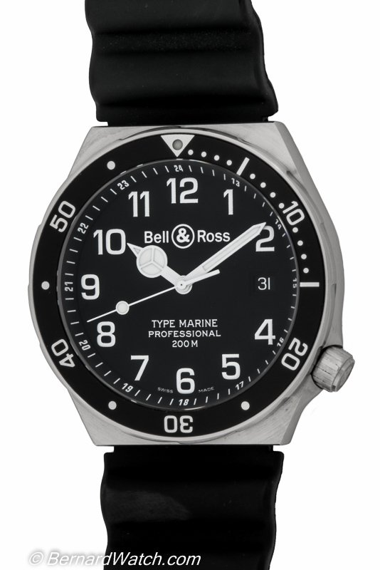 Bell & Ross - Type Marine : : SOLD OUT : black dial on rubber strap