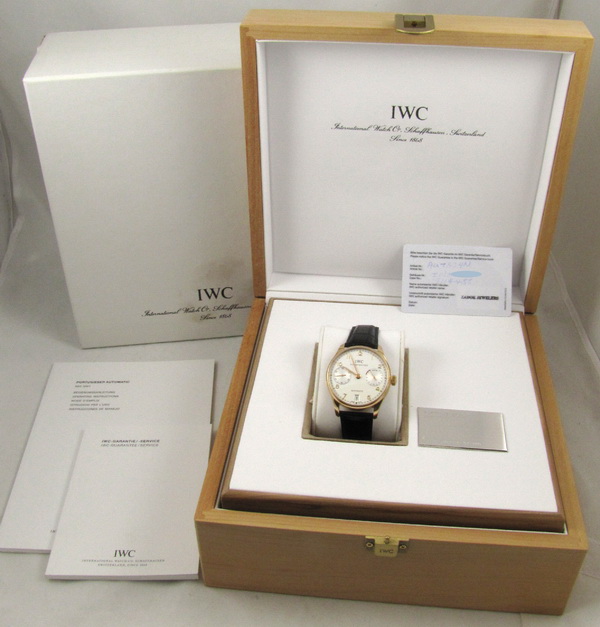 IWC - Portugieser 7-Day : IW500113 : SOLD OUT : silver dial on black ...