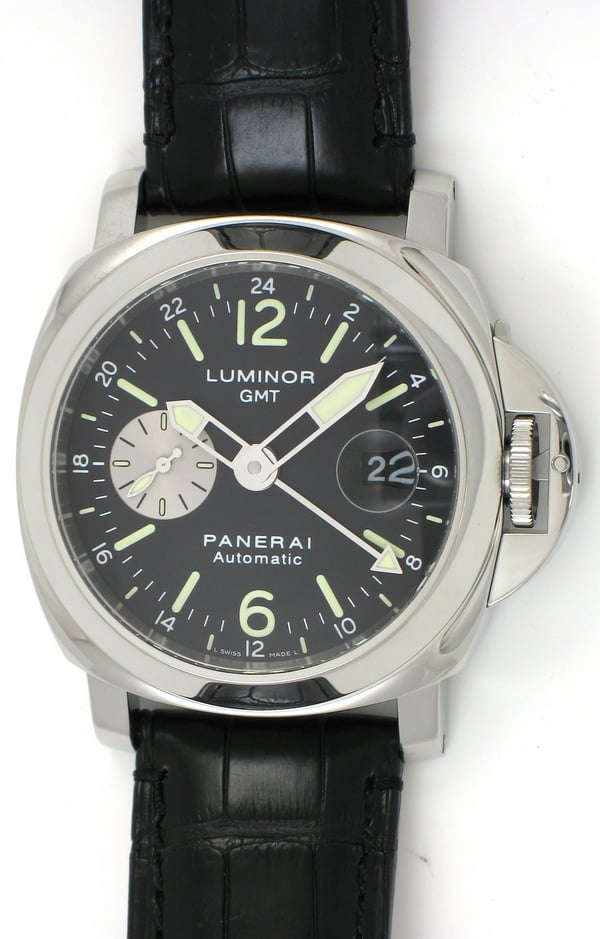 Panerai - Luminor GMT : PAM 88 : SOLD OUT : black dial on black ...